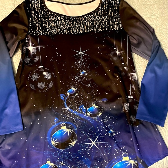 Tops | Sequins And Sparkles Royal Blue Shirt Stunning Shiny Thin Comfy ...